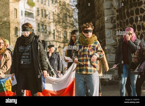 Women Perform A Chilean Feminist Protest Piece Las Tesis During The