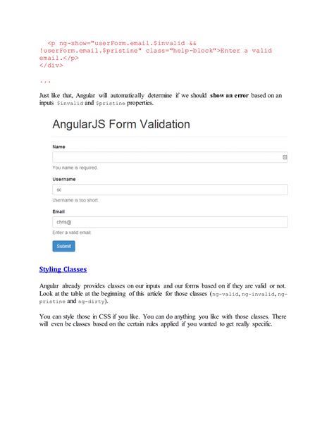 Angular Js Form Validation Shashi 19 7 16 Docx Internet For Beginners Internet