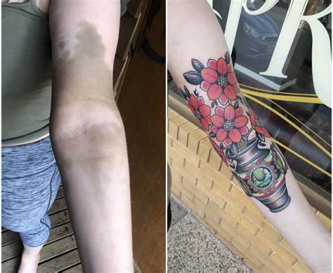 Before And After Covering An Iron Stain Done By Nic At Capricorn Body Art In Nudawading