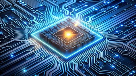 Microchip Symphony A Close Up Exploration Of Glowing Circuits And Binary Code Ai Generated