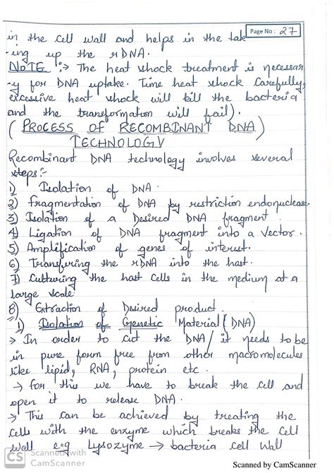 Biotechnology Principles And Process Handwritten Notes For 12th Biology
