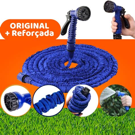 Mangueira Magica Metros Expansivel Flexivel C Gatilho Tipos Jatos Super Retratil Azul