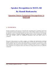 Voice Biometric Recognition Speaker Recognition In Matlab By Hamdi Boukamcha Speaker Voice