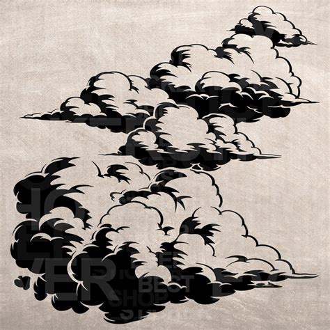 Clouds Stencil Model Template Design Print Digital Download Clipart