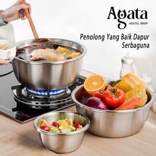 Jual Baskom Set 5 PCS Stainless Steel Tebal Dapur Wadah Cuci Beras Buah