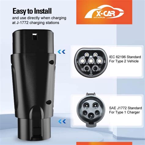 Ev Charger Connector Type 1 To Type 2 Adapter Electric Vehicle Ev