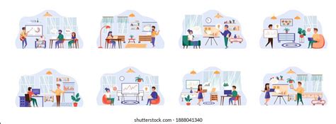 Software Testing Bundle Scenes Flat People Stock Vector Royalty Free