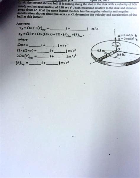 Solved Away From O If At The Same Instant The Disk Has The Angular