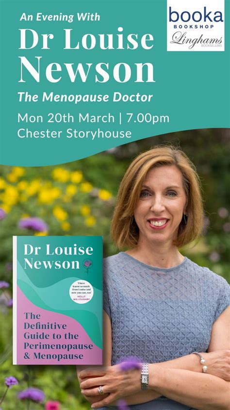 Dr Louise Newson In Conversation At Chester Storyhouse 20th March 7pm