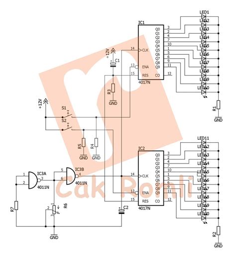 Skema Running LED IC 4017 Dan 4011 Romli Dot Net