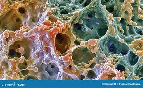 Colorful Microscopic Landscape Of Cellular Structures Royalty Free