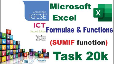 task 20k igcse ict hodder education microsoft excel sumif function youtube