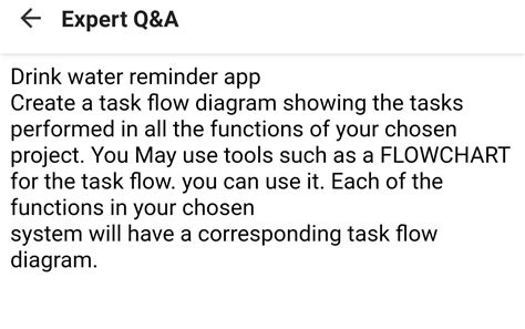 Solved Drink Water Reminder App Create A Task Flow Diagram Chegg