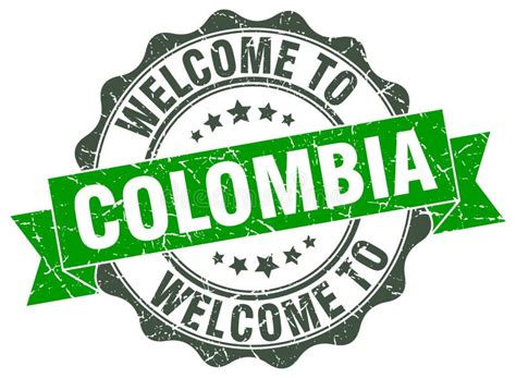Colombia Map Seal Silhouette Postal Passport Stamp Round Vector Icon