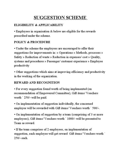 Suggestion Scheme Pdf