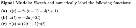 Solved Signal Models Sketch And Numerically Label The