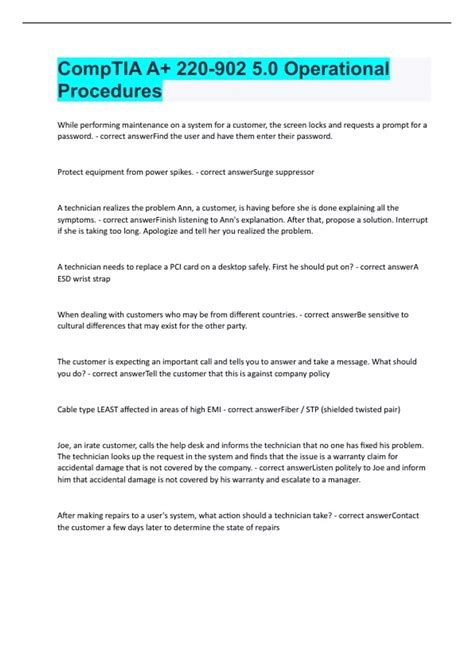 Comptia A 220 902 5 0 Operational Procedures Question And Answers