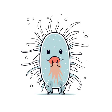 Cute Cartoon Microbe Expressing Joy In A Whimsical Style 53365362