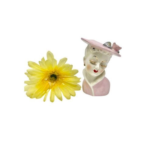 Vintage Lady Head Vase Mini Lady Head Vase In Pink 1950s Lady Head