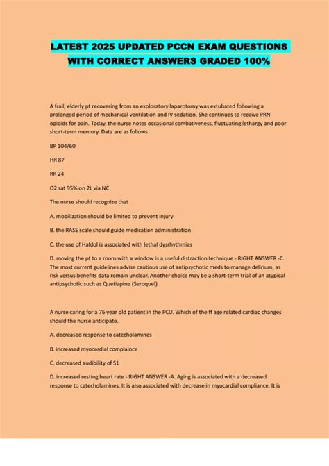 LATEST UPDATED PCCN EXAM QUESTIONS WITH CORRECT ANSWERS GRADED PCCN Stuvia UK
