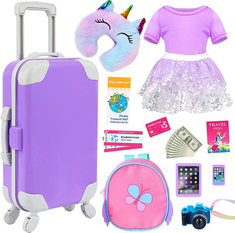 Zita Element 18 Inch Doll Travel Play Set With Suitcase Clothes Toy