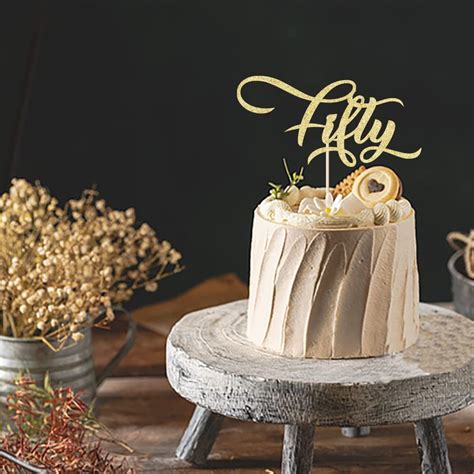 Bekaterea Gold Glitter Fifty Cake Topper50th Birthday Cake India Ubuy