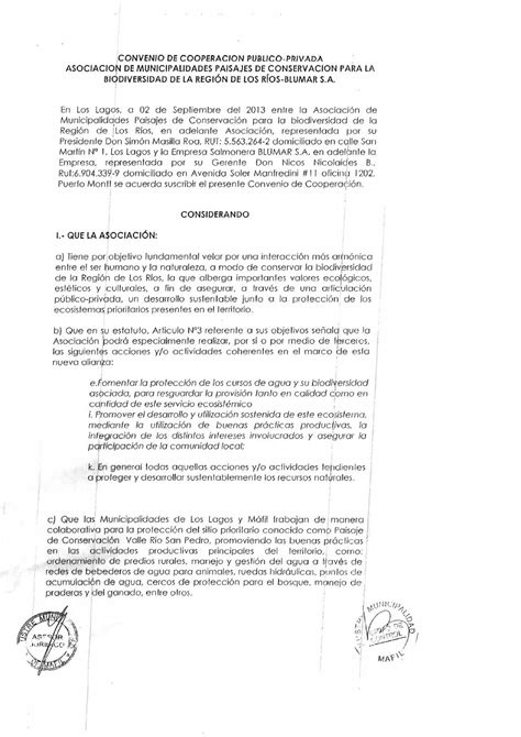 Convenio paisajes de conservación by Municipalidad Máfil Issuu