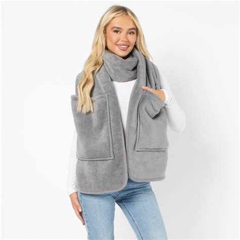 Ohs Fleece Supersoft Pocket Scarf Charcoal