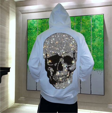 Skull Rhinestone Hoodie Etsy
