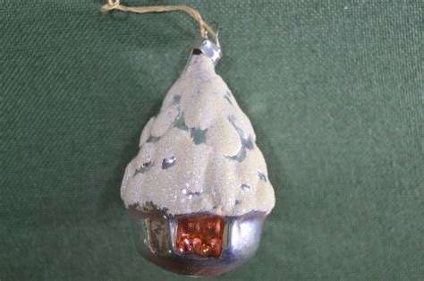 Купить Елочная новогодняя игрушка Избушка изба домик Стекло СССР 1 цены фото описание