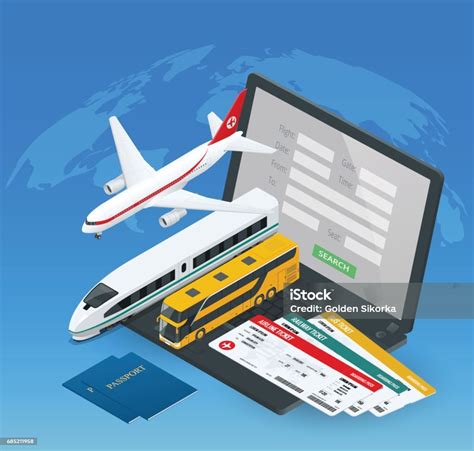 온라인 구매 또는 비행기 버스 또는 기차 티켓 예약 전 세계와 국가 여행 레크리에이션 및 엔터테인먼트 비즈니스 여행입니다 벡터