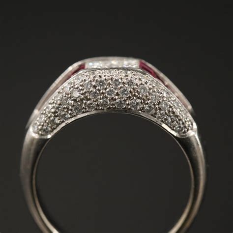 Customizable Vintage Ruby Diamond Wedding Band Art Deco Ruby Diamond