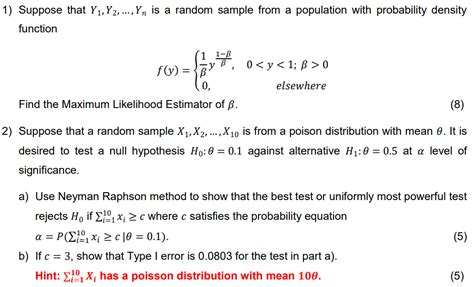 solved 1 suppose that y1 y2 … yn is a random sample from a