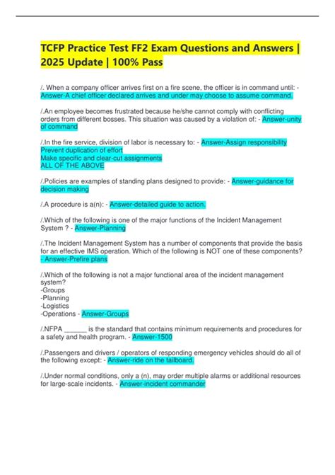 Tcfp Practice Test Ff2 Exam Questions And Answers 2025 Update 100