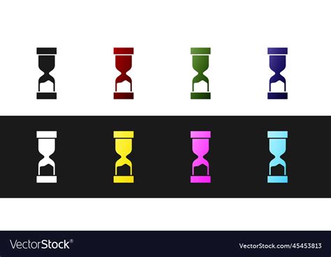 Set Old Hourglass With Flowing Sand Icon Isolated Vector Image