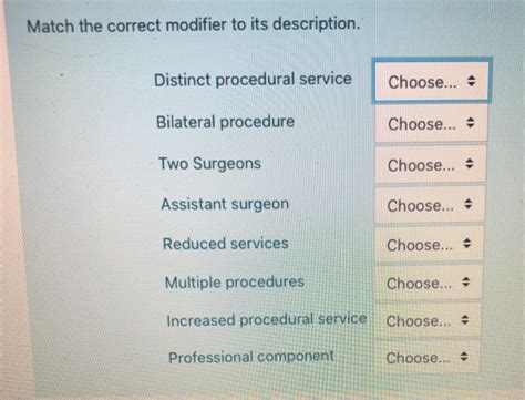 Solved Match The Correct Modifier To Its Description