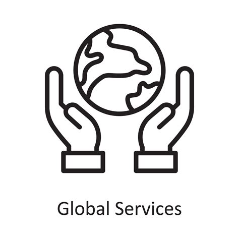Global Services Vector Outline Icon Design Illustration Cloud Computing Symbol On White