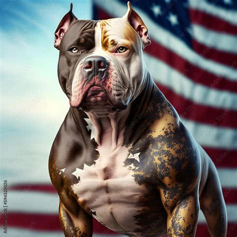 American Bully Head Captain America Body Brown Eyes Full Body Shot