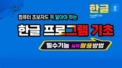 컴퓨터 한글 프로그램 초보자도 꼭 알아야 하는 기능실제 활용방법 Youtube