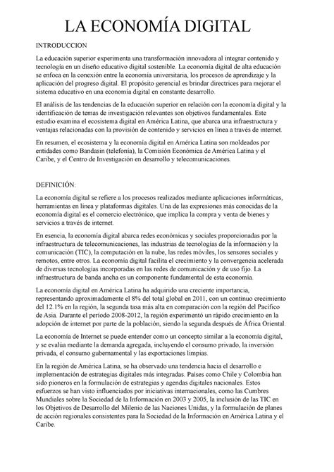 LA Economía Digitaborradororiginal LA ECONOMÍA DIGITAL INTRODUCCION