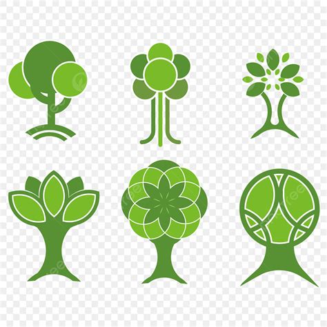 Tree Set Vector PNG Images Set Of Creative Tree Logo Vector Logo Set Tree Green Logo PNG