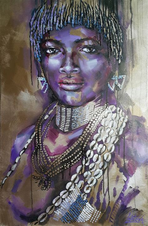 African Beauty Portrait African Girl African Woman Painting Painting