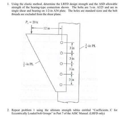 solved 1 using the elastic method determine the lrfd