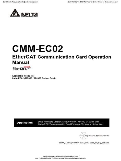 Delta Cmm Ec02 Ethercat Comm Card Operation Manual Pdf Electrical