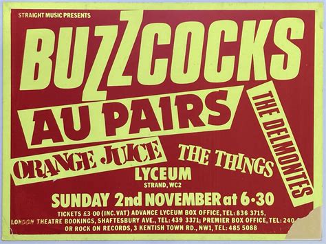 Lot 257 Buzzcocks London Lyceum 1980 Poster