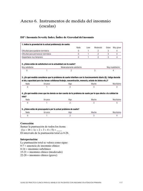 Instrumentos De Medida Del Insomnio Escalas Isi Y Psqi Para Evaluar La