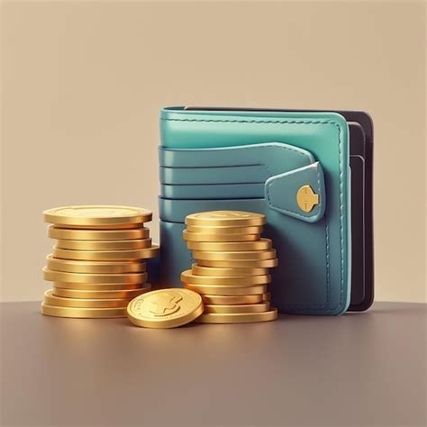 Wallet With Money And Stack Of Gold Coins Vector Icon Illustration