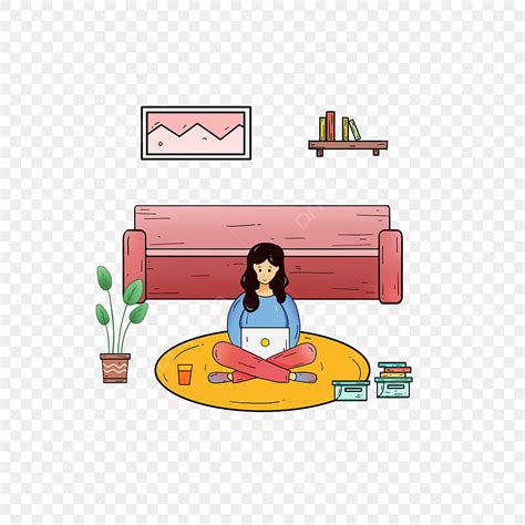 手繪風格線性家庭辦公室圖 手繪樣式 線 家素材圖案，psd和png圖片免費下載