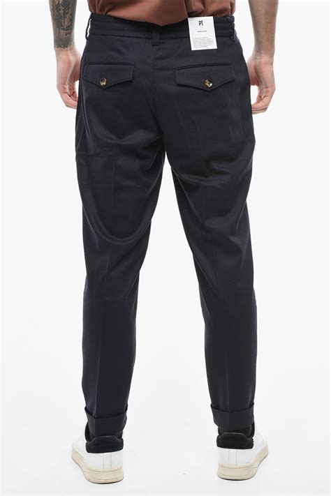 Pt01 Cuffed Hem Virgin Wool Cropped Pants Men Glamood Outlet