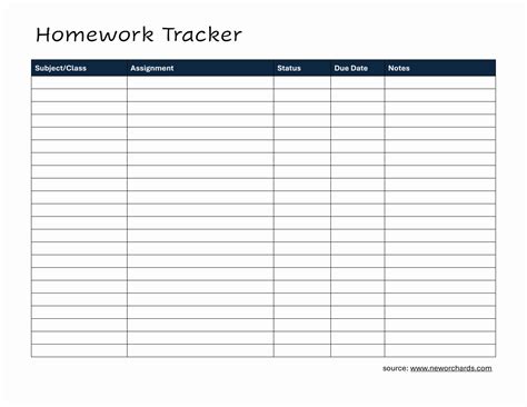 Free Assignment Tracker Word